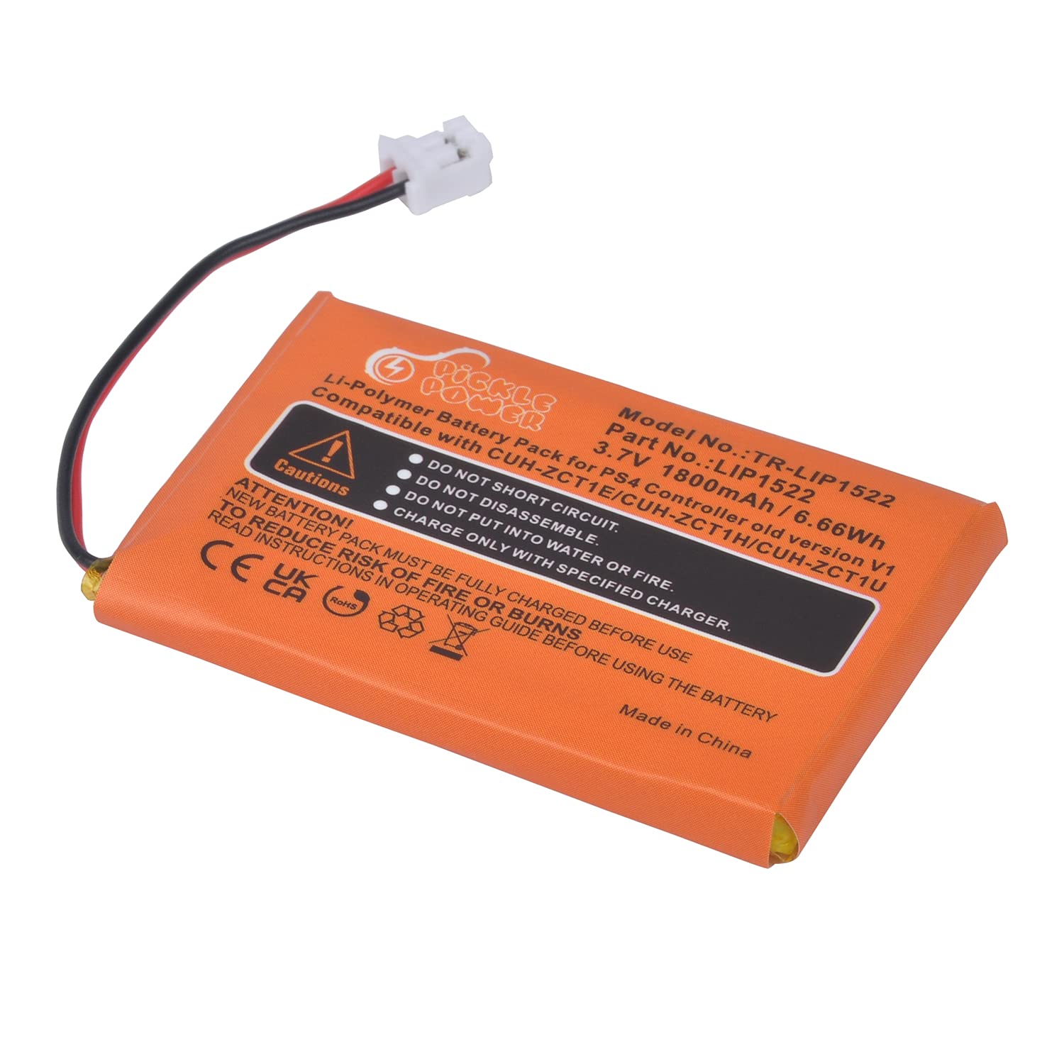 LIP1522 PS4 Controller Battery,Pickle Power 2 Pack 1800mAh Playstation 4 Controller Battery for Sony PS4 DualShock CUH-ZCT1 Series with Big Plug