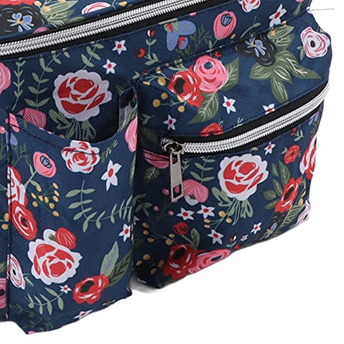 Travel Mommy Bag Diaper Bag Tote Large Capacity Outdoor Multi Functional Hanging Mommy Bag (Flower)