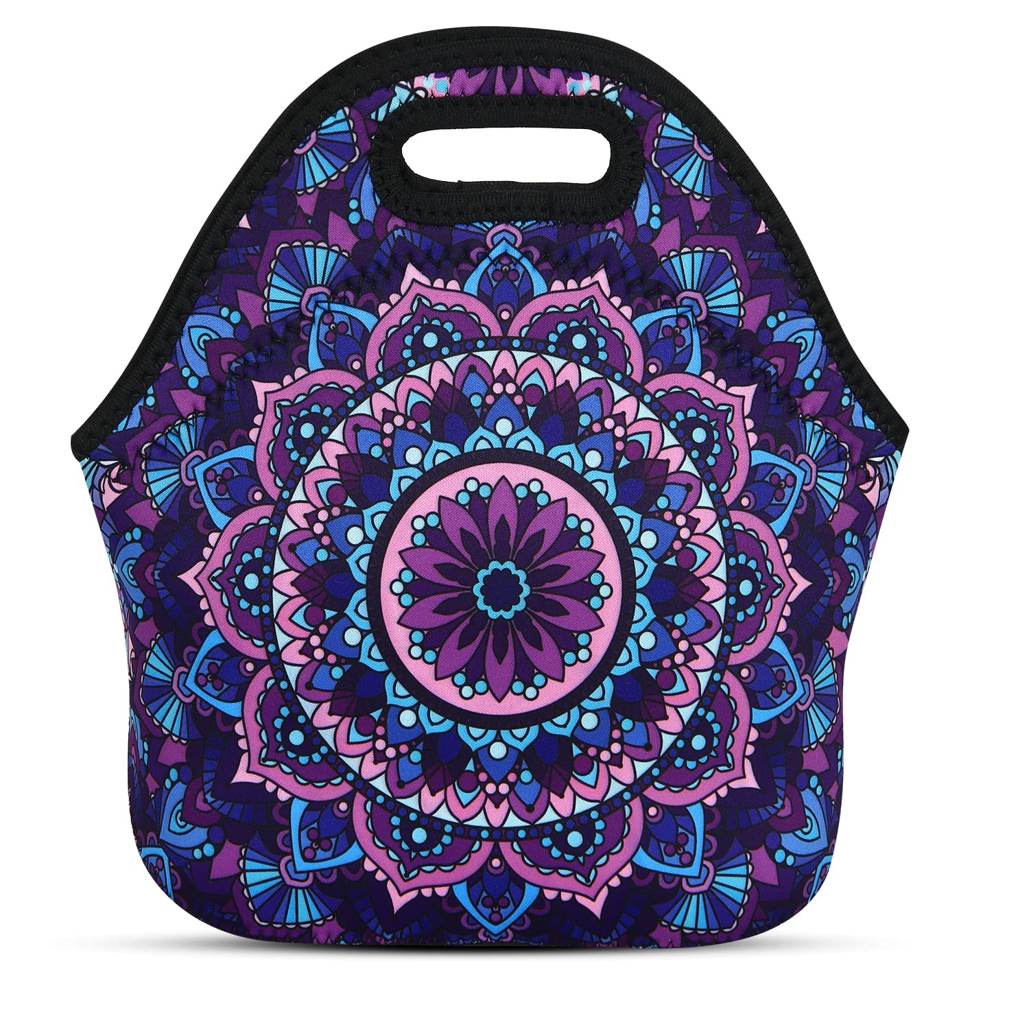 Neoprene Lunch Bag Women Insulated Cute Lunch Bag Tote Reusable Waterproof Cooler Animal Lunchbox Handbag Gift for Shopping Gourmet Tote with Zipper Work Picnic(mandala