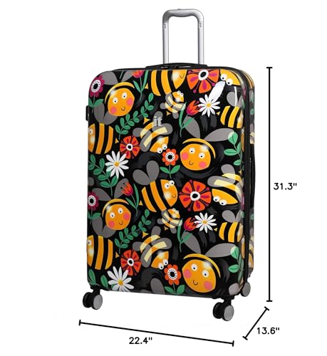 it luggage Sheen 31" Hardside Checked 8 Wheel Expandable Spinner, Black Bees-Repeat, 32"