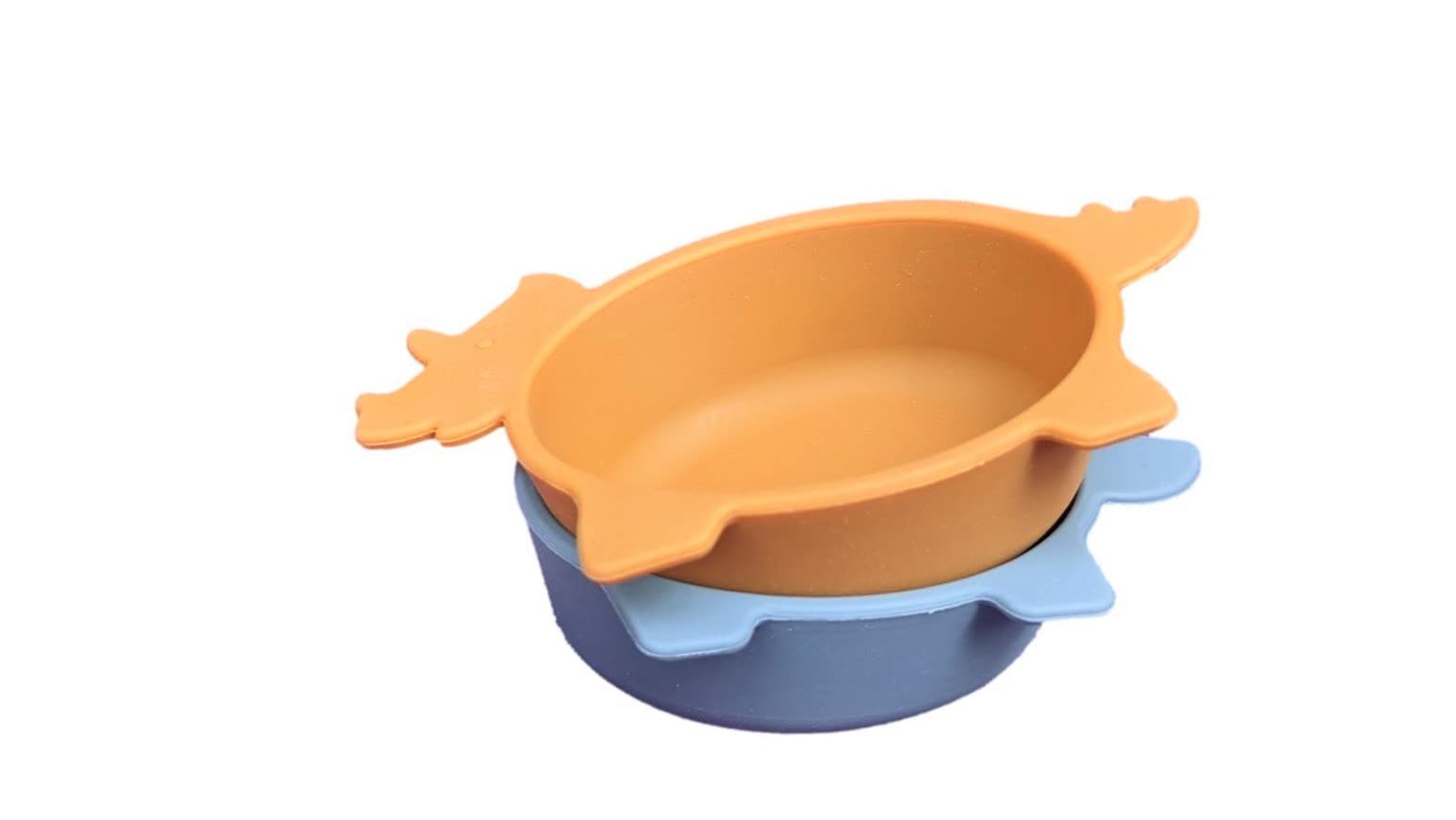silicone baby/toddler dinosaur bowls, shatter proof, fun dino shape two pack