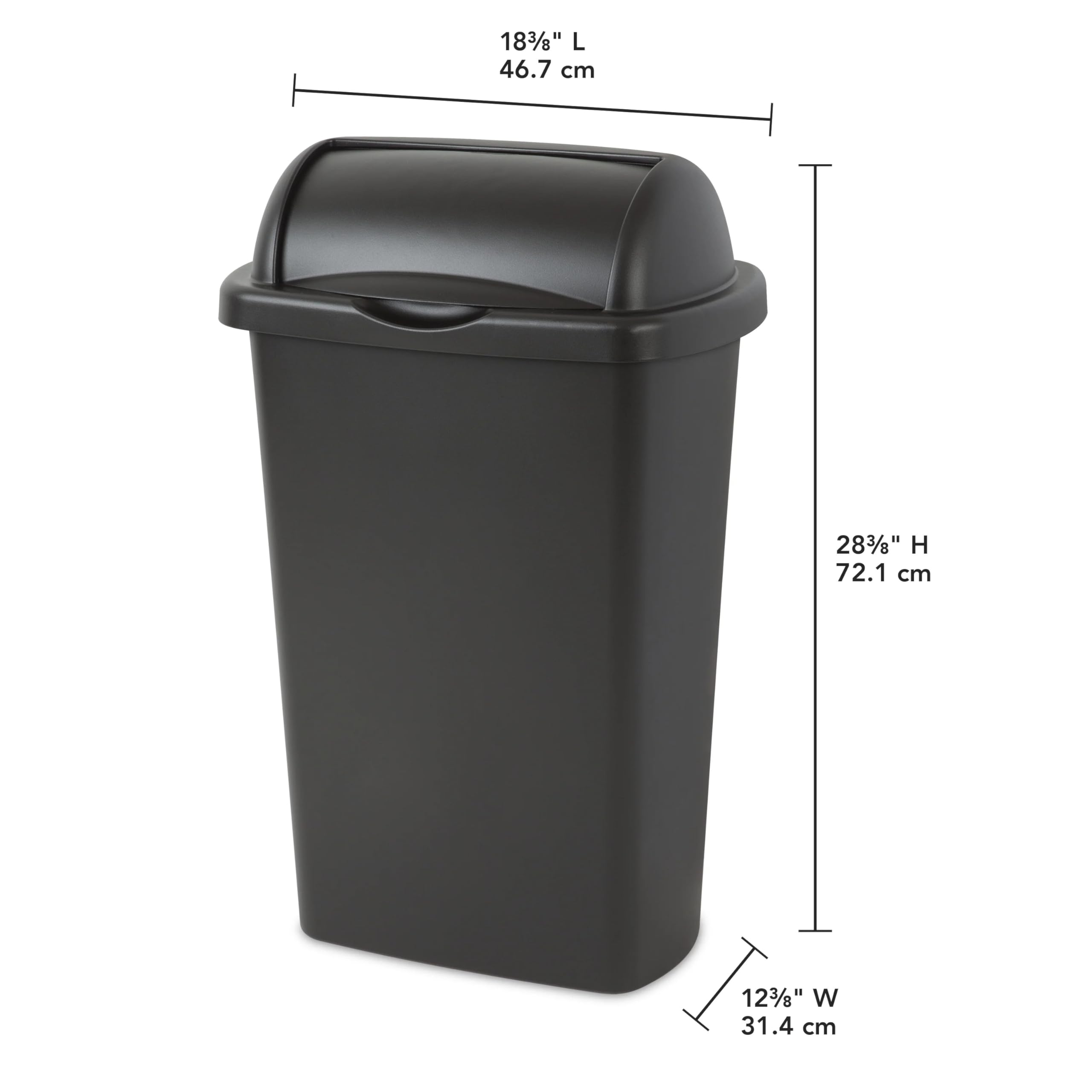 YLMZA 13 Gal. Roll Top Wastebasket Plastic, Black