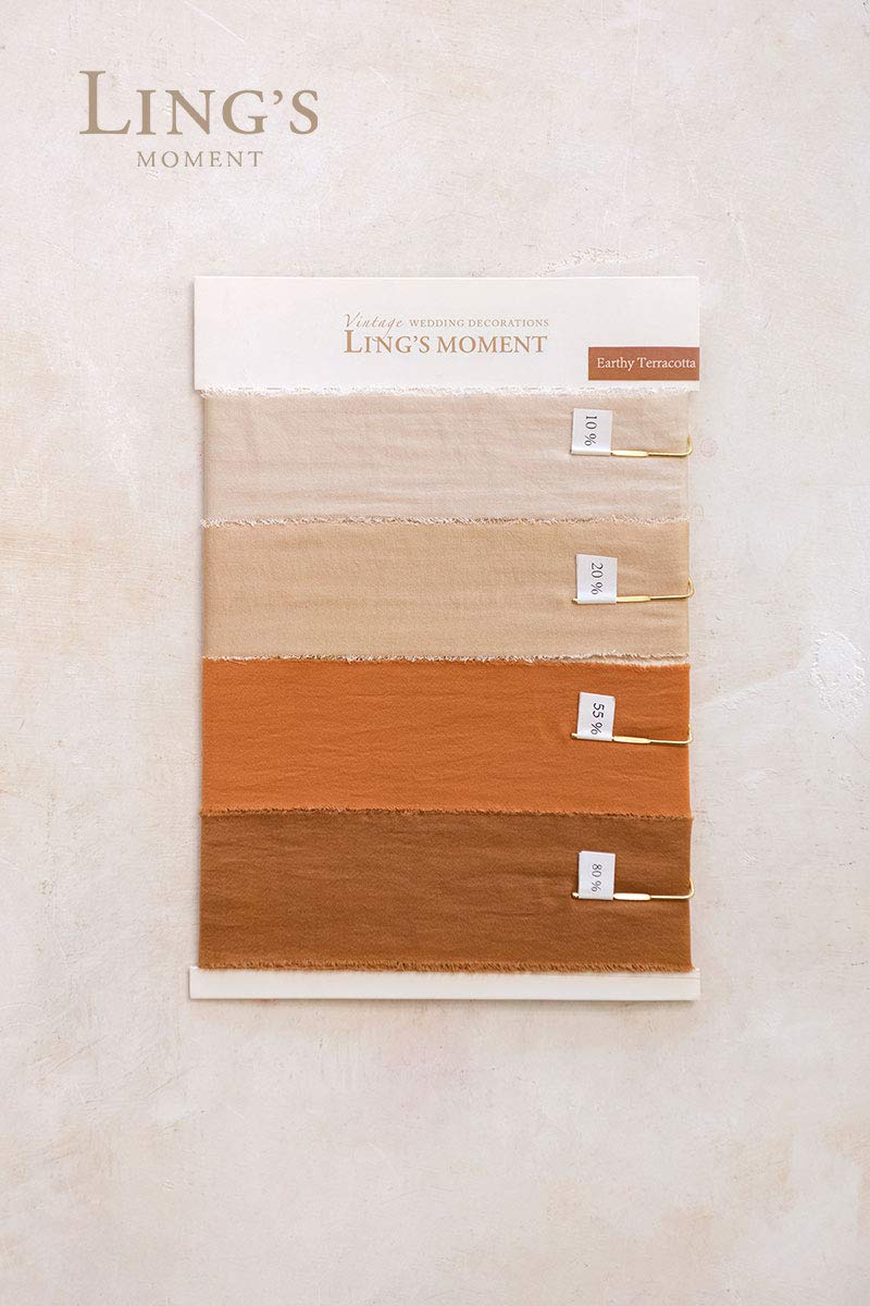 Ling's Moment Handmade Fringe Chiffon Silk-Like Ribbon Smooth Ribbon Ombre Colors Chart, Cozy Terracotta