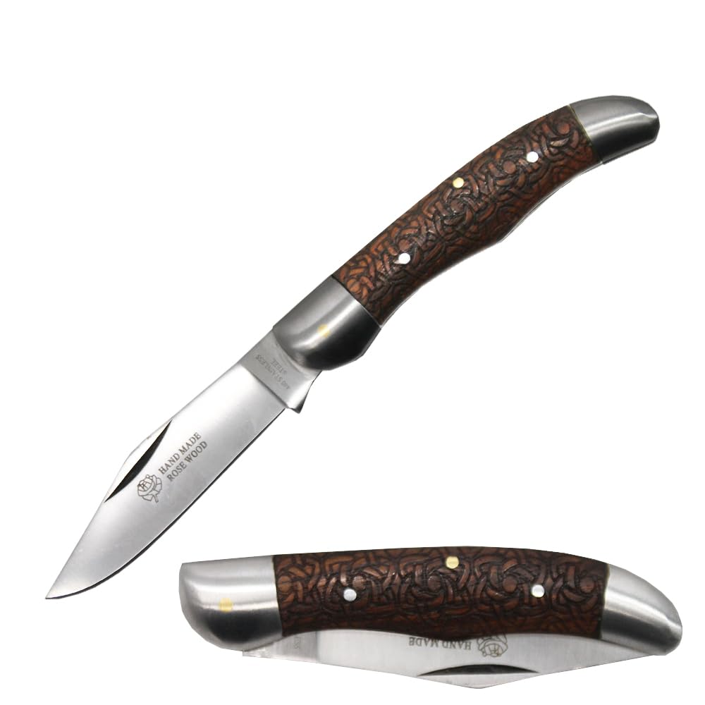 Rtek Rosewood Handcrafted Handle Folding Knife Classic Pocket Knife (Three Blade Rosewood)