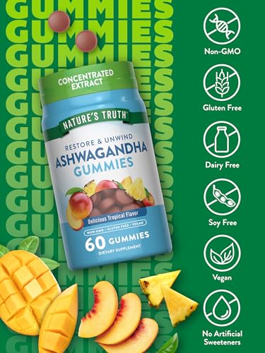 Nature's Truth Ashwagandha Gummies | 60 Tropical Flavor Gummies | Vegan, Non-GMO, & Gluten Free Supplement