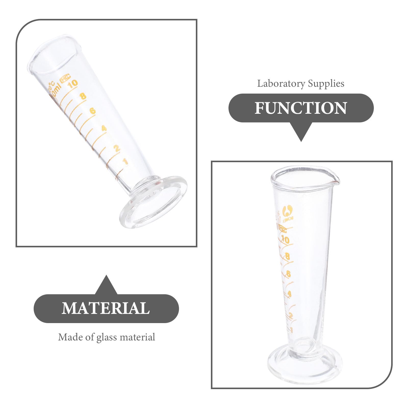 TEHAUX Graduated Cylinkers, 10ml Glass Measuring Cup Liquid Measuring Cup Multifunctional Measuring Beaker Measure Cups Easy to Read Graduated Cup with Scale for Laboratory
