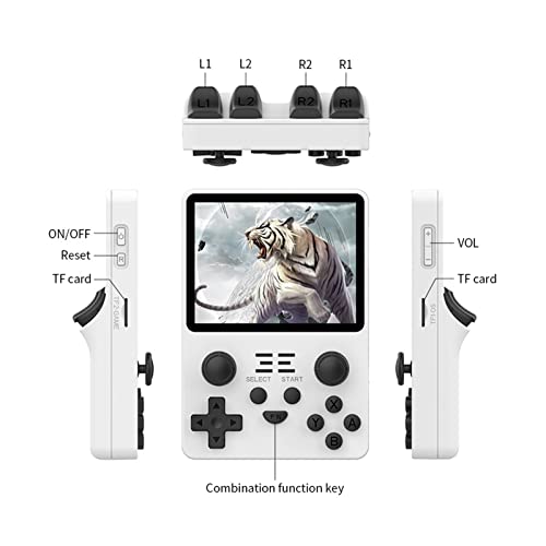 RGB20S Handheld Game Dual Card Console Retro Open Source System Built-in 20,000 Games RK3326 3.5-inch4:3 IPS Screen (Color : Orange 48GB)