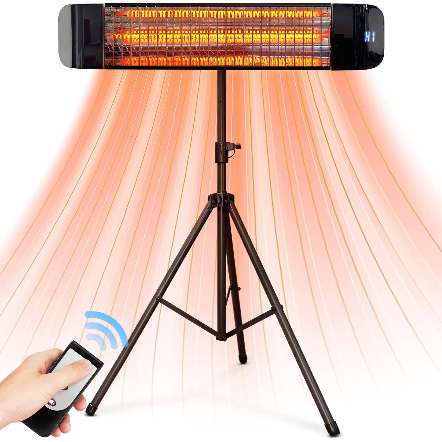 Paraheeter Electric Outdoor Heater, Infrared Patio Heater for Outdoor/Indoor Use, Wall Mounted/Ceiling/Tripod Infrared Heater Outdoor, 1500W Electric Patio Heater, CSA certificate.