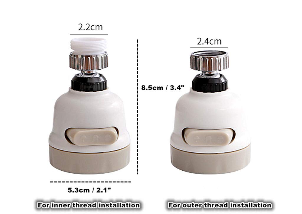 Kinteshun Tap Faucet Shower Head,360°Rotating Water-Saving Faucet Valve Booster Filter Universal Splash-Proof Nozzle Sprayer,3 Modes Adjustment(Pack of 2pcs)