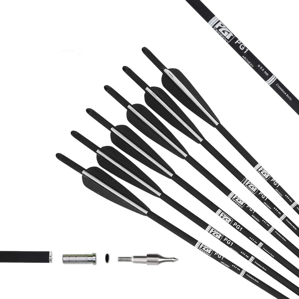 PG1ARCHERY Carbon Crossbolt 20 Inch Hunting Archery Arrows with Moon Nocks and Removable Tips (Pack of 12) (Red Black)