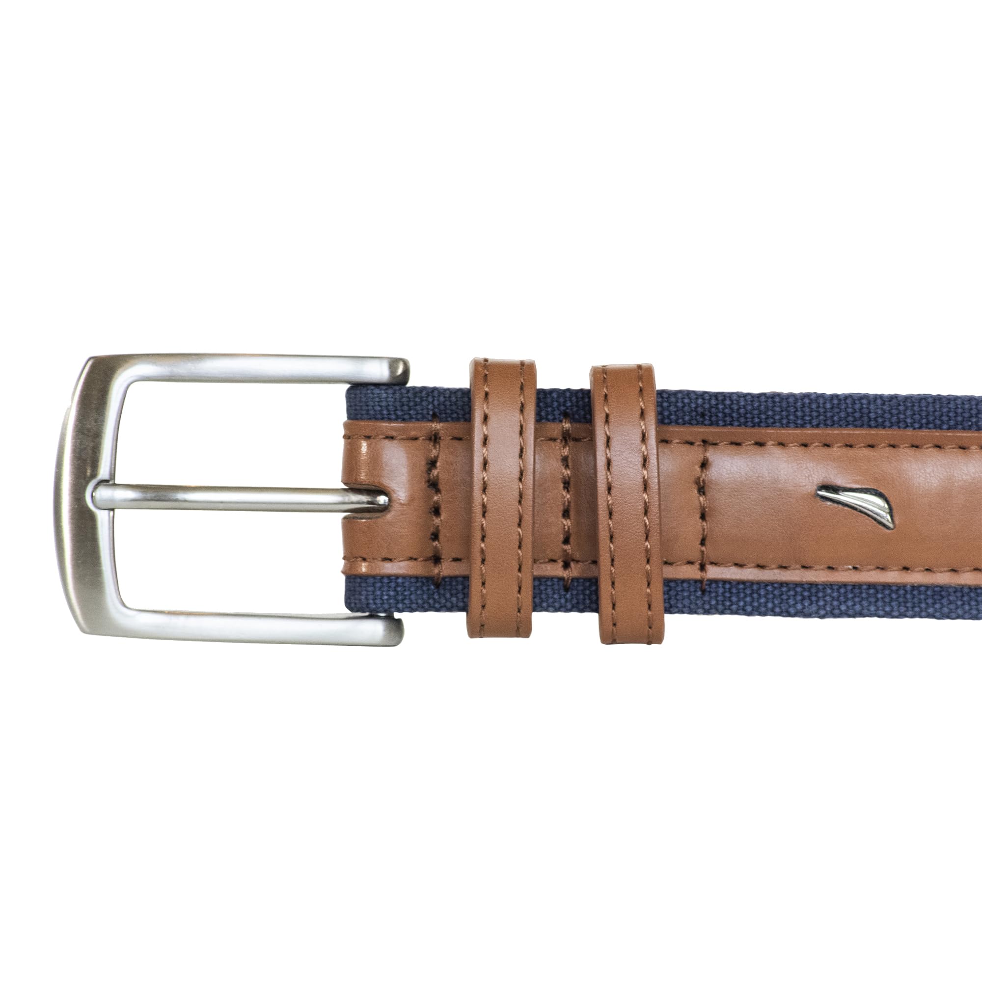 Nautica mens Signature Canvas With Leather Overlay Belt, Cognac, 34 US