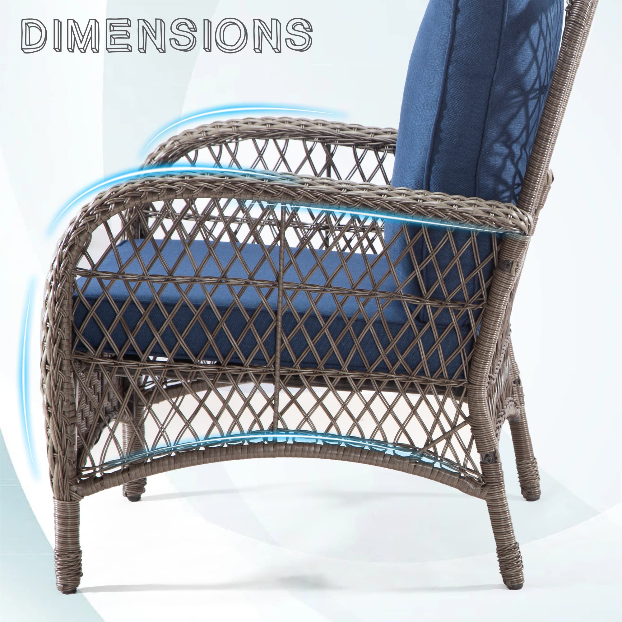 Joyside Patio Furniture Set 6-Piece Wicker Conversational Set with 2 Two-Seat Sofas, 2 Armchairs and 2 Coffee Tables - Rattan Conversation Set with Cushions(Brown mixed with gray/Beige)