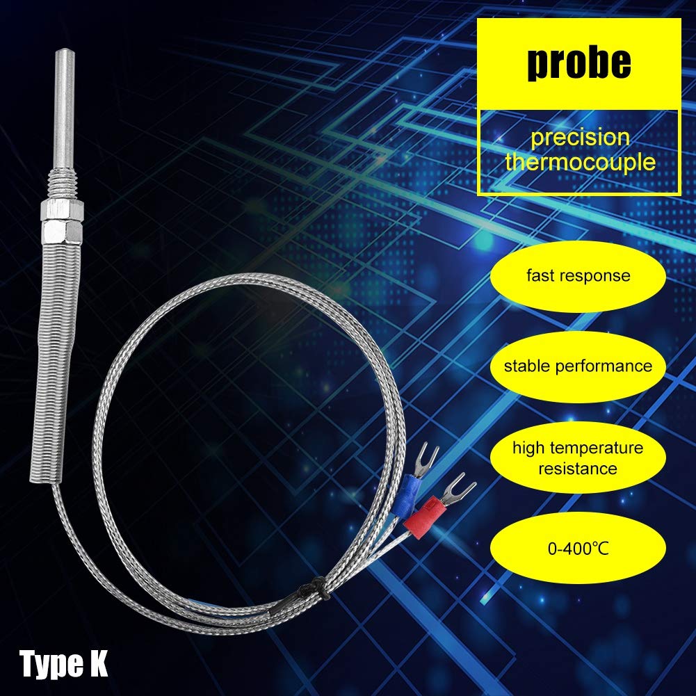 M8 Thread Type K Thermocouple 30mm Probe Temper0-400℃ for Temperature Measurement(1M)