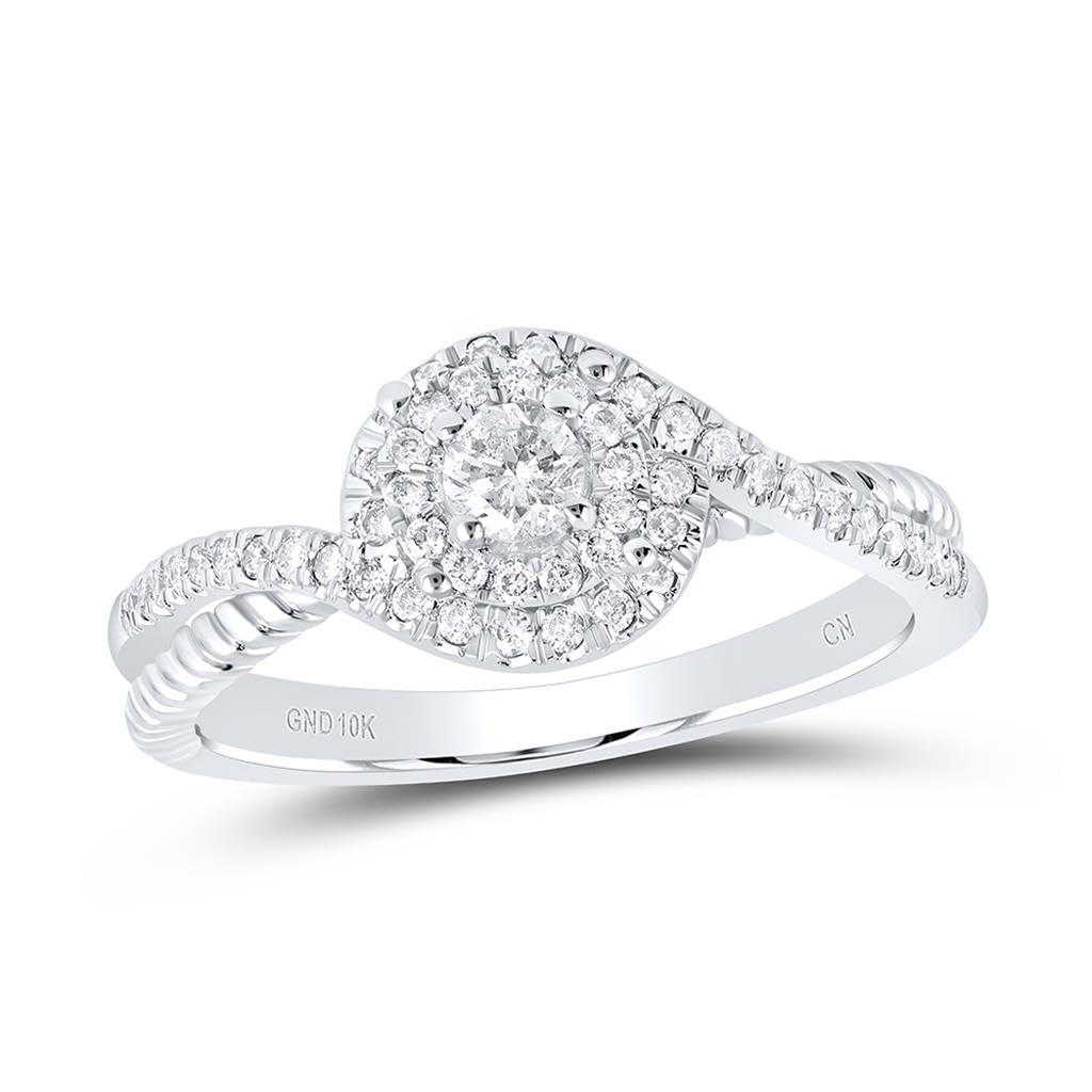 Jewels By Lux 10kt White Gold Womens Round Diamond Solitaire Bridal Wedding Engagement Ring 3/8 Cttw Ring Size 10