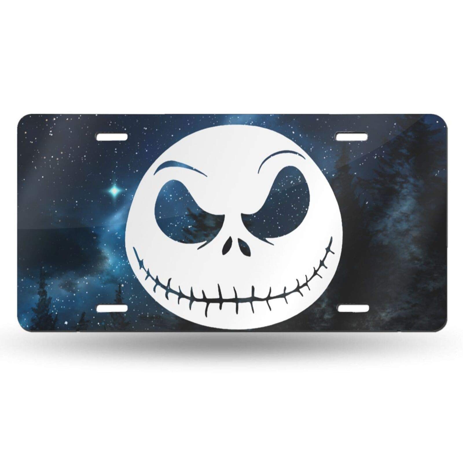 JUCHen Jack-Skellington License Plate Auto Truck Front Tag Metal License Plate Cover Frame for Car 6"x12"