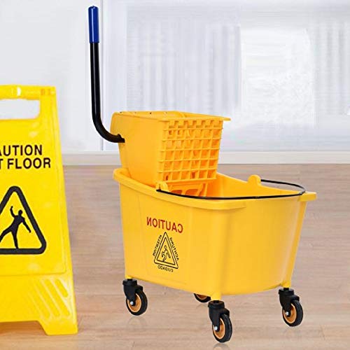 Toolsempire 35 Quart Large Capacity Mop Bucket Side Press Cleaning Wringer Trolley for Household & Commercial Use
