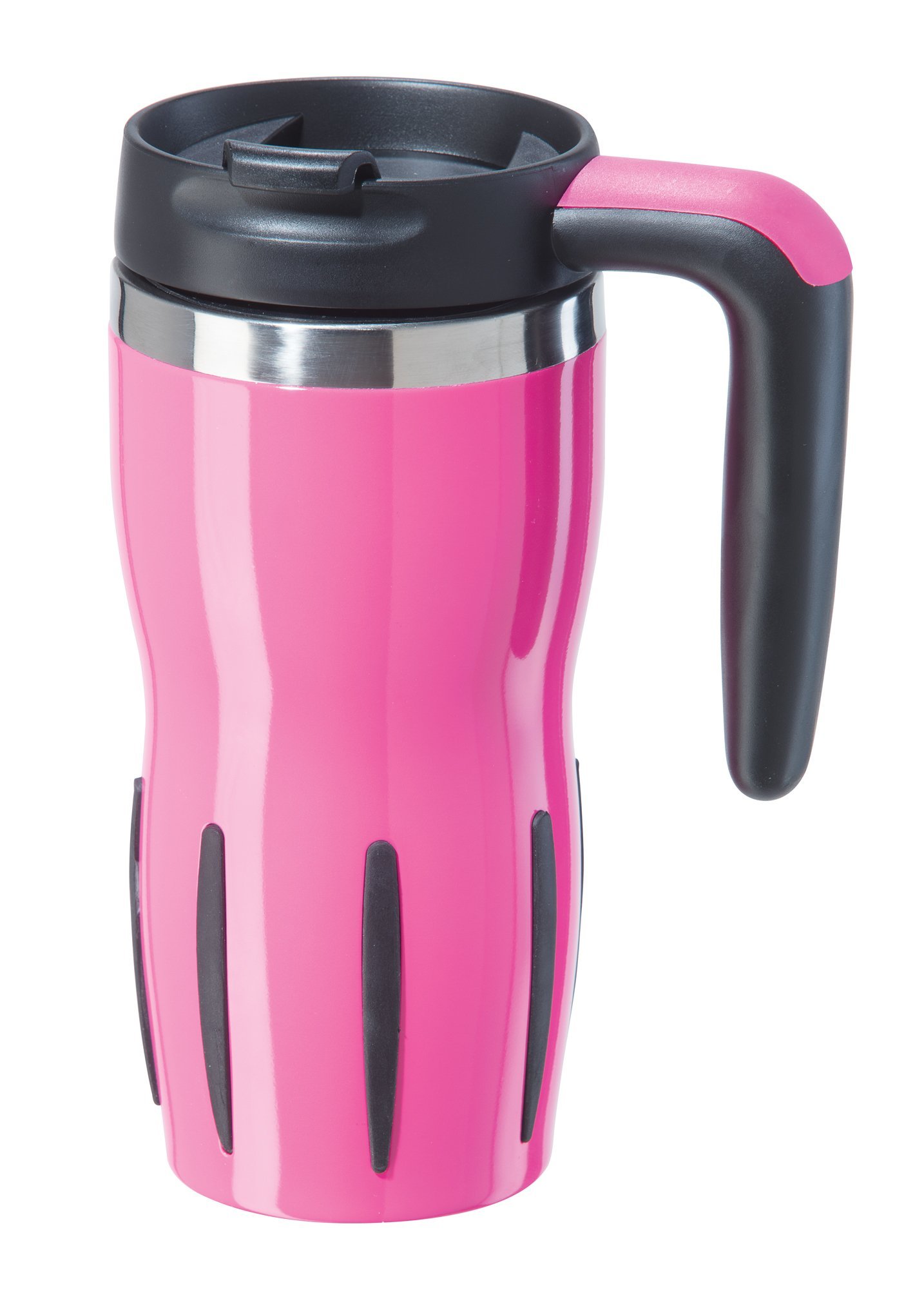 Oggi 8067.13 Double Wall Stainless Steel Travel Mug, 16 oz, Neon Pink