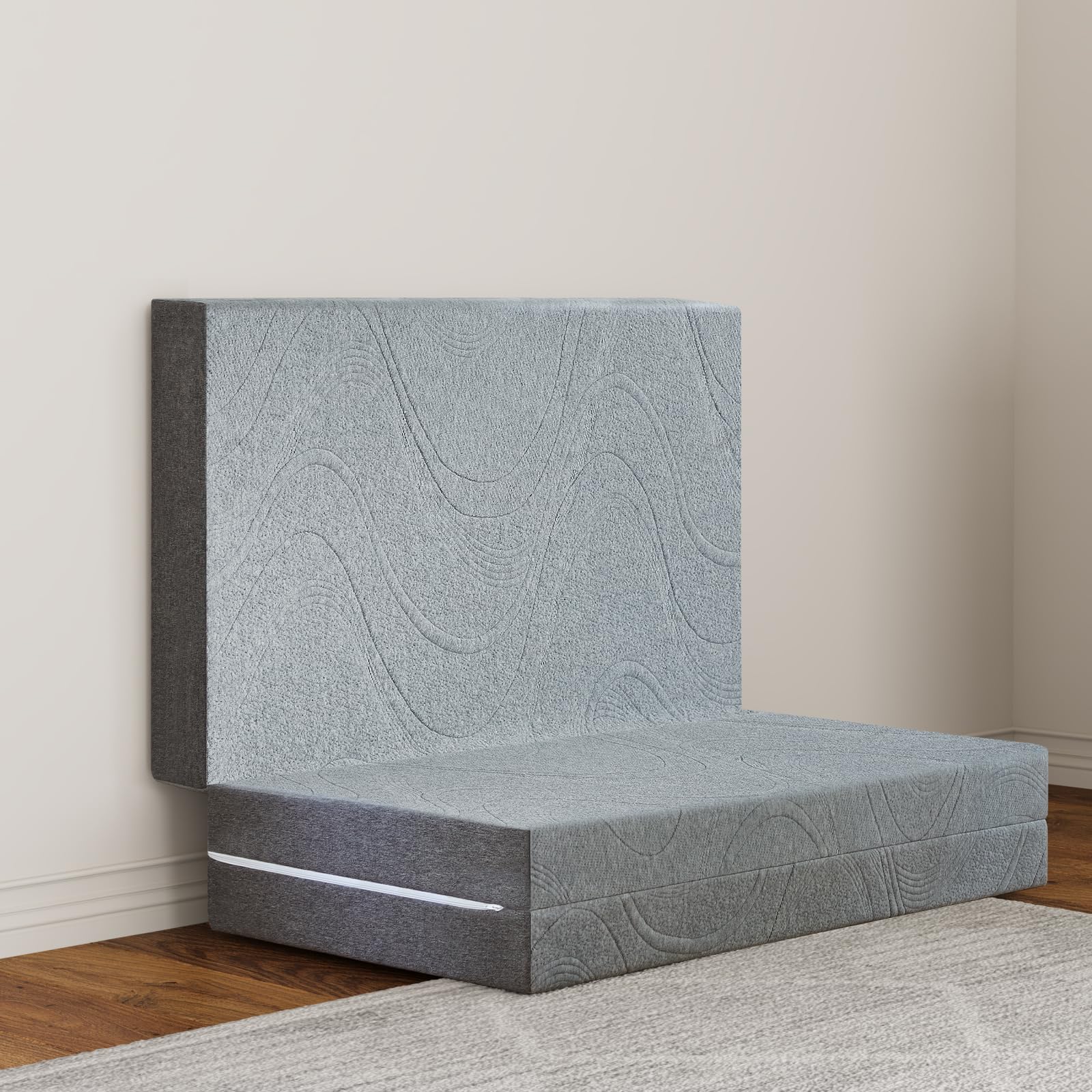 Tri Folding Memory Foam Mattress, 6 inch Tri Folding Mattress Topper, Narrow Twin Size - 31"x 75"x 6"