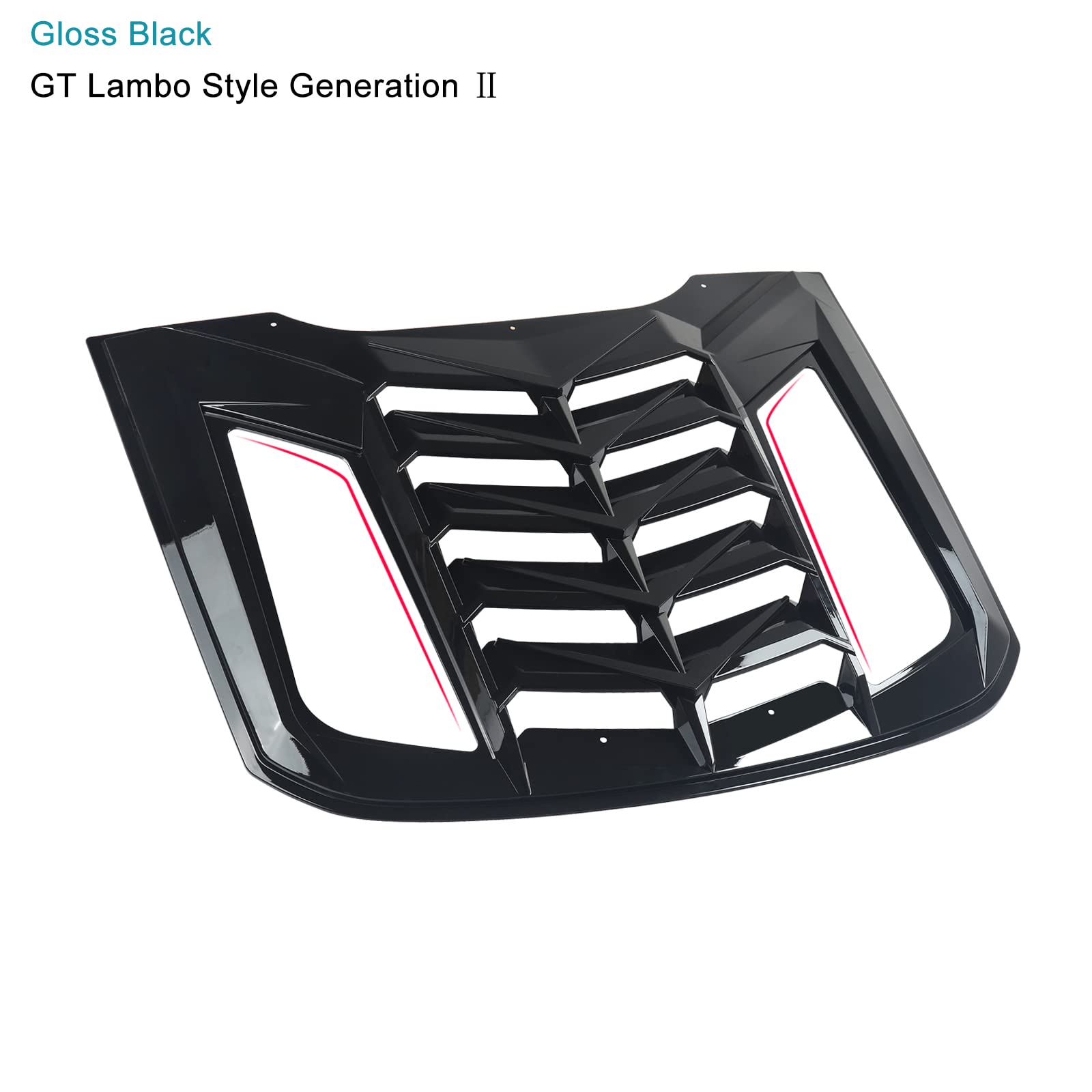 MIC Upgrade Rear Window Louvers Compatible with Mustang 2015-2021,Windshield Sun Shade Cover,GT Lambo Style Generation Ⅱ (Gloss Black)