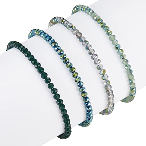 Noessla Beaded Boho Stretch Bracelet Colorful Stackable Crystal Beads Bracelets Trendy Costume Jewelry Mothers Day Gifts for Women (Green)