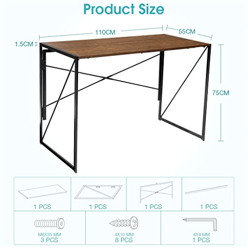 SJYDQ Foldable Computer Table Office Desk Writing Study Table Foldable Design X Shape Standing Desk for Home Office Furniture