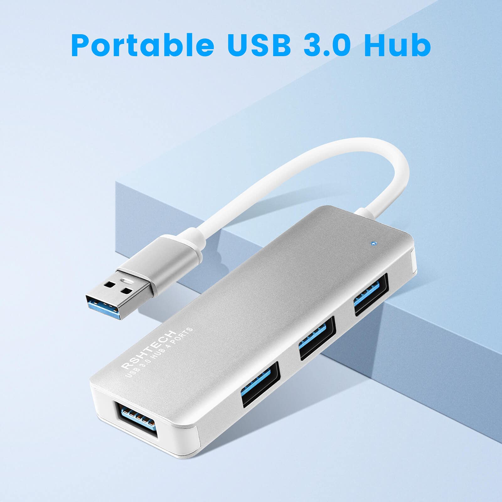 Rosonway 5 in 1 USB C Hub with 3 10Gbps USB 3.2 Data Ports, SD/TF Card Reader + Aluminum 4 Port Ultra Slim USB 3.0 Data Hub