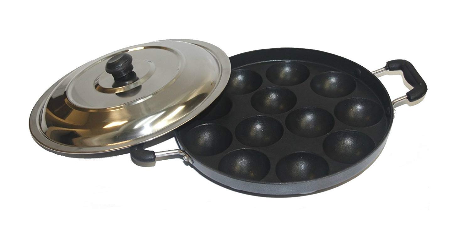 Non Stick Appam Patra Appam Maker 12 Pits Appam Maker With Lid Appam Patra Paniyaram Nonstick cookware Appam Pan