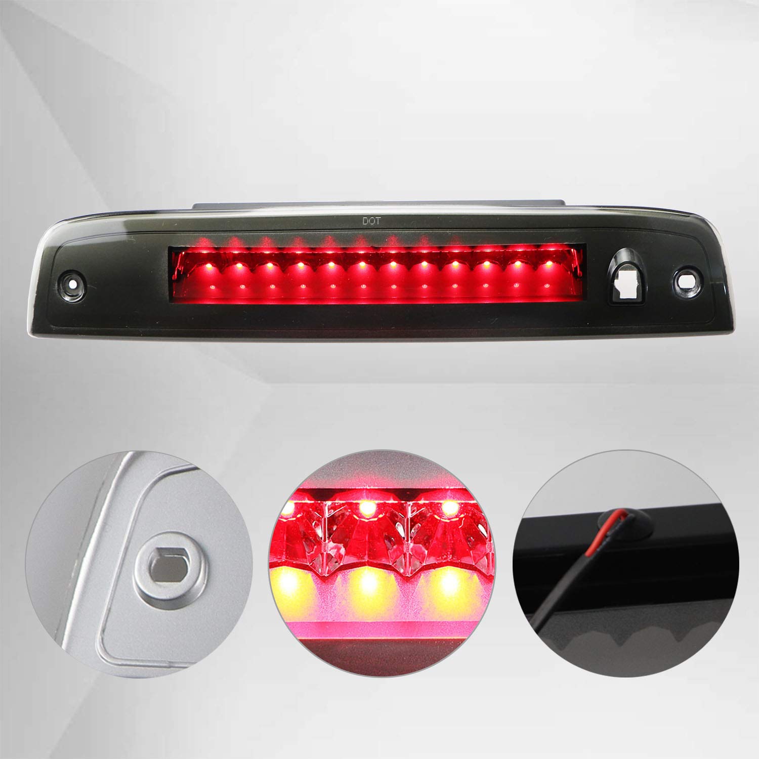 LED Third 3rd Brake Cargo Light fit for Ford Expedition 2003-2016,fit fo Lincoln Navigatorr 2003-2016, High Mount Stop Tail Light (Chrome Housing Red Lens)