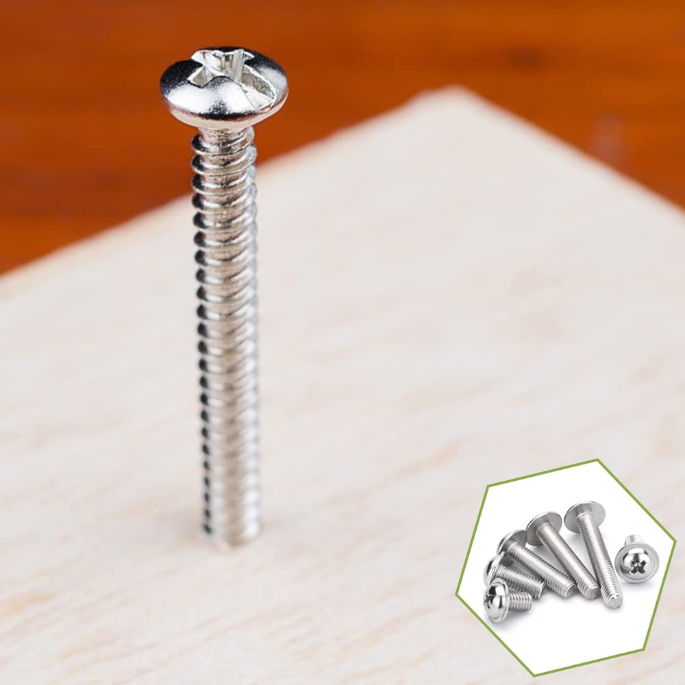 PIDAY 135PCS M4 Knob/Pull Machine Screws Phillips PMW Pan Head Screws Bolt 304 Carbon Steel Cabinet Door and Drawer Screws Set
