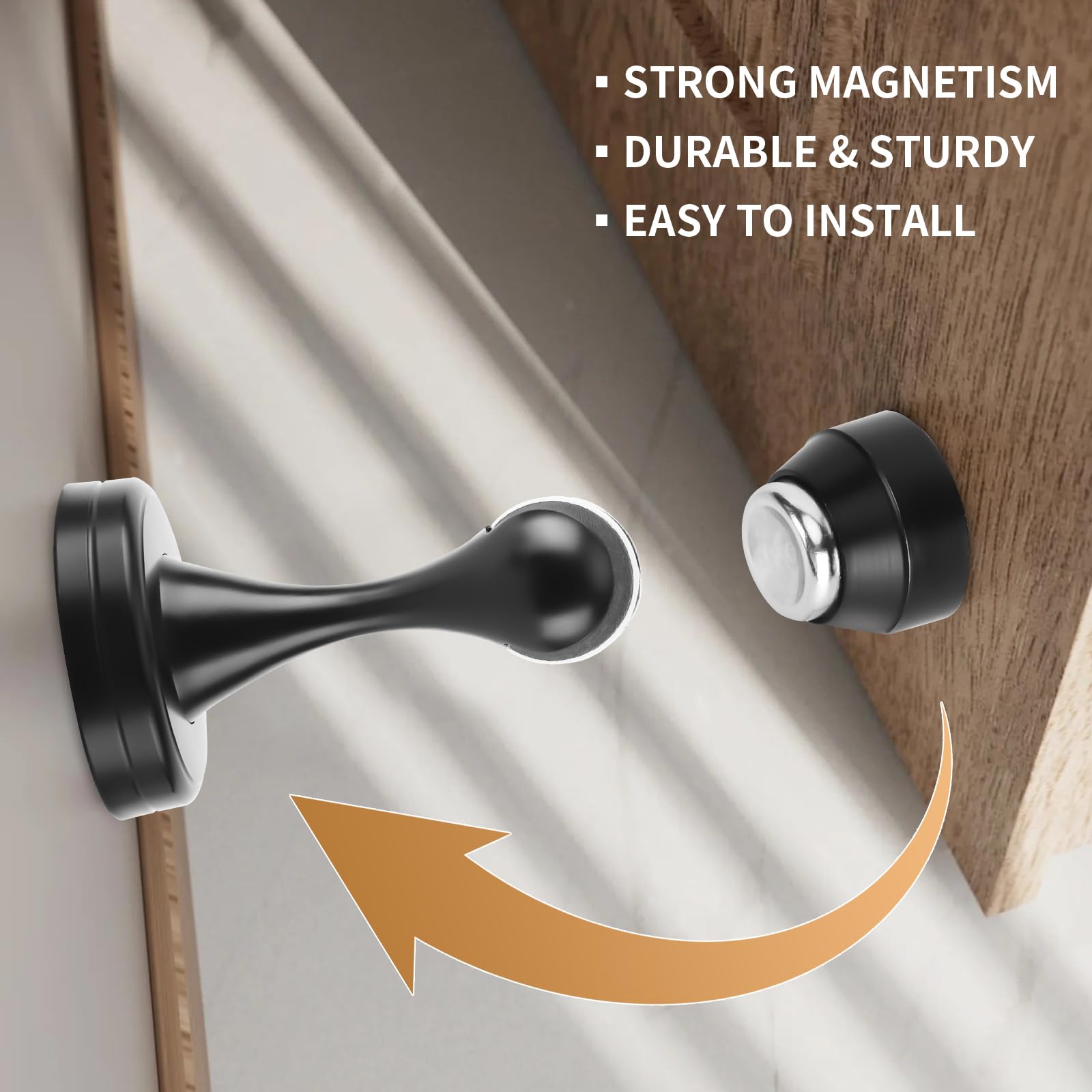 Magnetic Door Stop,Magnetic Door Stop with Strong Suction, with Screws, Keep The Door Open, and Better Protect The Wall,Comes with Positioning Pencil and Manual Installed(2 Pack)