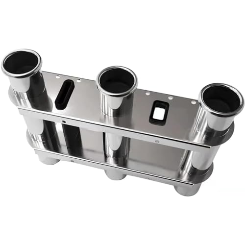 Mojiate Fishing Rod Holder Stainless Steel 3 Tubes Organizer Links Rack Rests Tackle (3)
