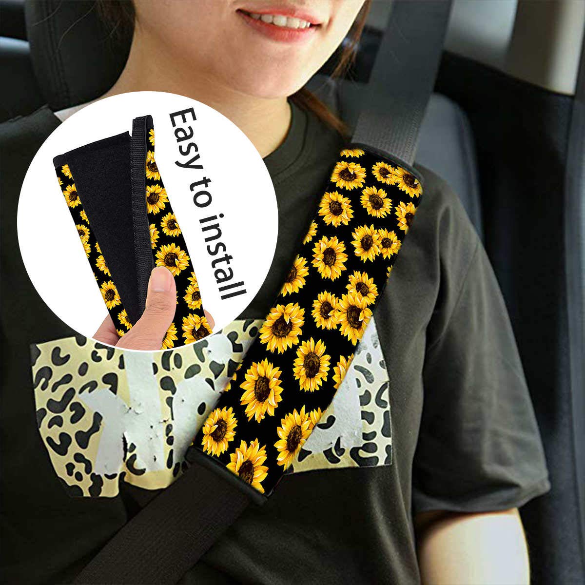 LedBack Crytal Butterfly Print Car Seat Belt Cover,Soft Car Seatbelt Strap Shoulder Pad for Adults,Children