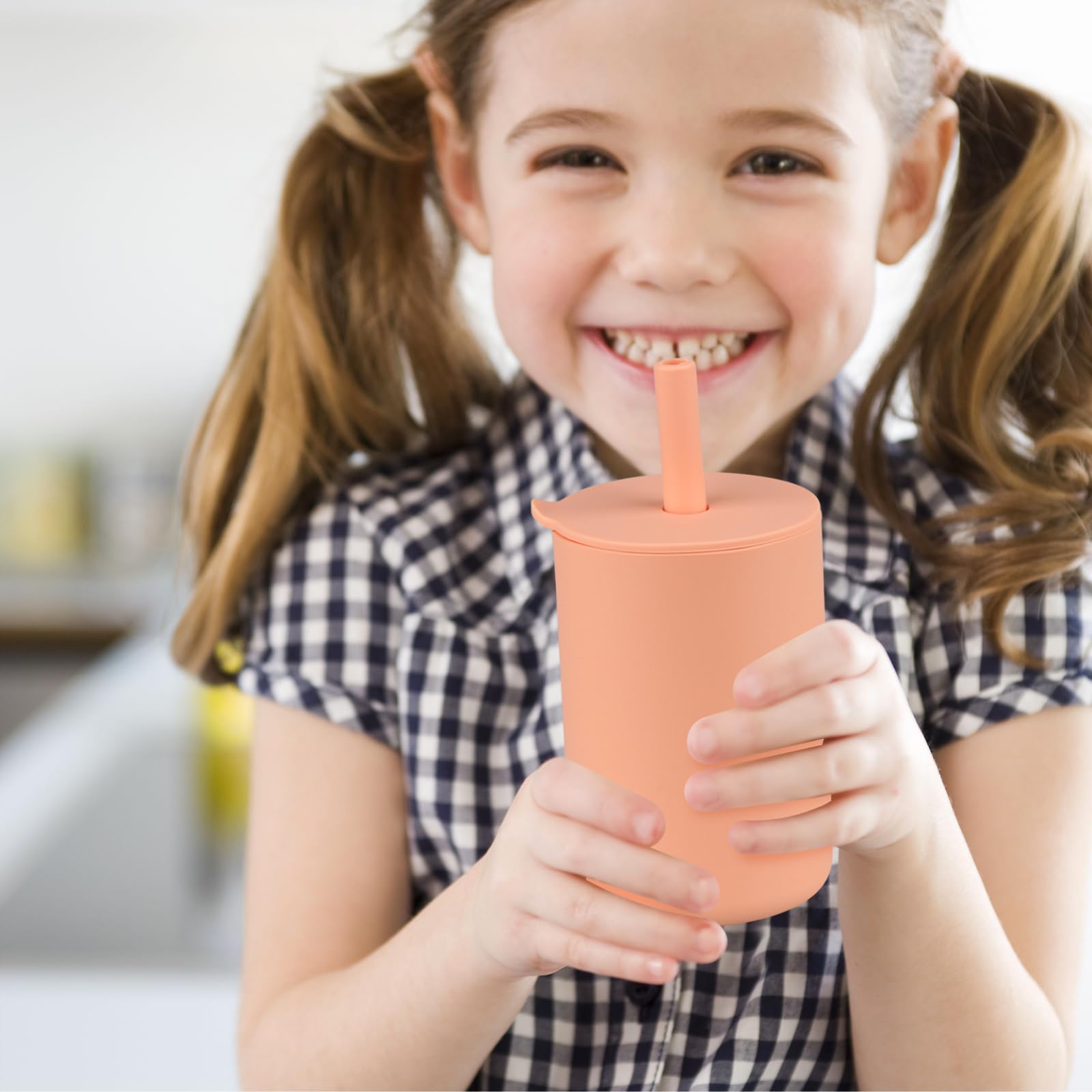 Mintlyfe Toddler Straw Cup, 100% Food Grade Silicone Training Cup for Baby, Trainer Cup Toddler Training Straw Cup for Boys and Girls, Unbreakable (Muted/Blush/Apricot)