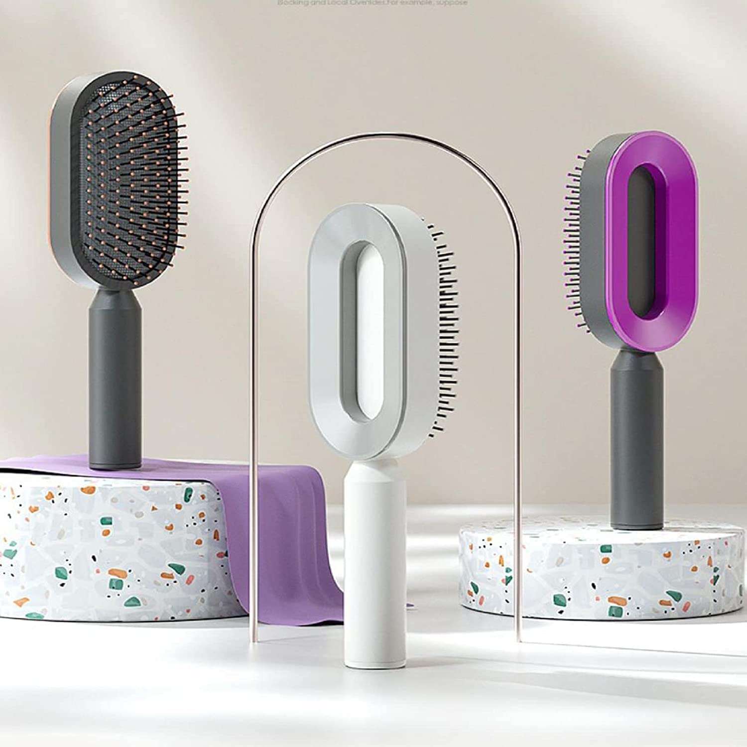 RUIYUE Hair Brush for Women, Self Cleaning Airbag Massager Hairdressing Brush, White