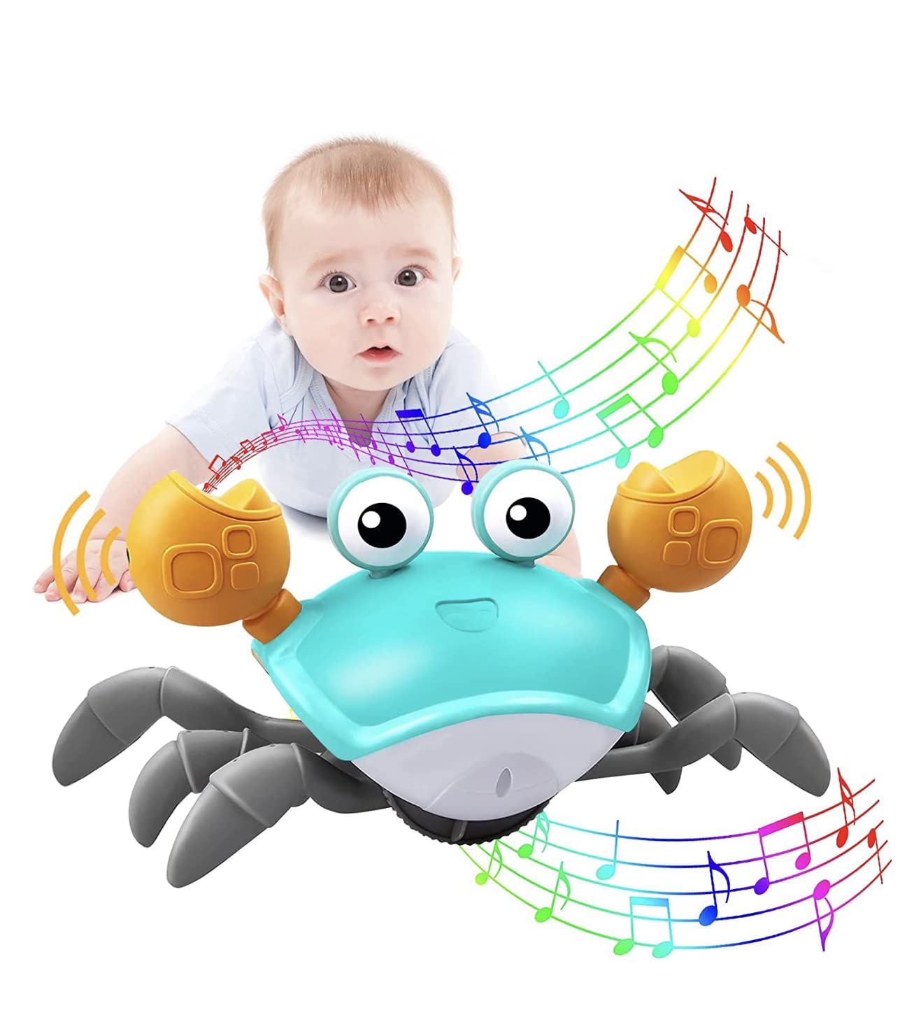 Juguete cabgrejo didactico con música Luces y sensores de movimiento , recargable con USB