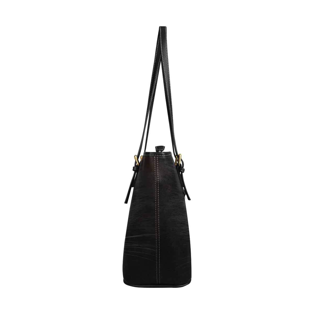 InterestPrint Custom PU Leather Totes Top Handle Casual Shoulder Bags Muzzle of a Black Cat Closeup