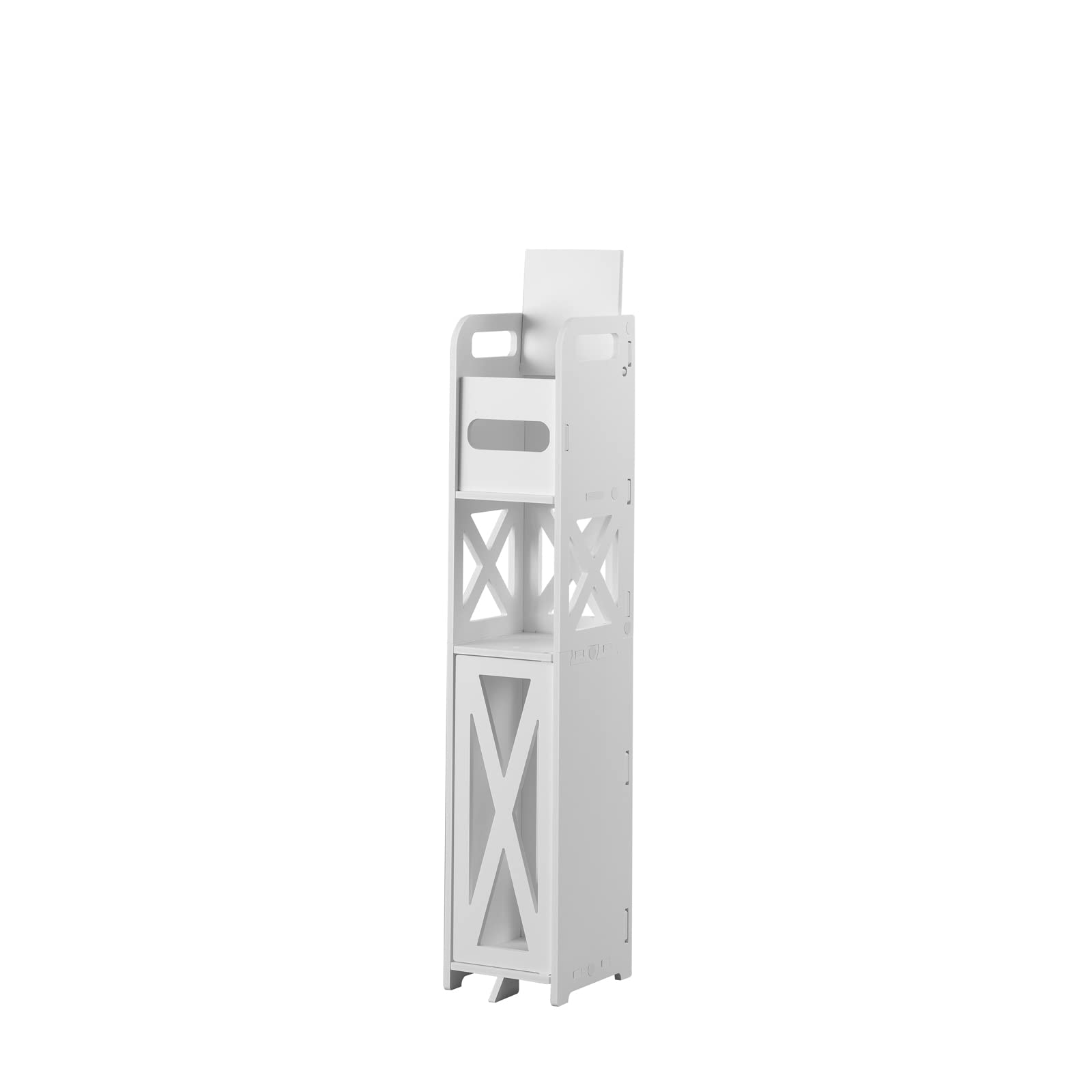 J JINXIAMU Small Bathroom Storage,Bathroom Storage Cabinet with Toilet Paper Holder Insert,Bathroom Stand for Small Space,White (30''H, Pure White)