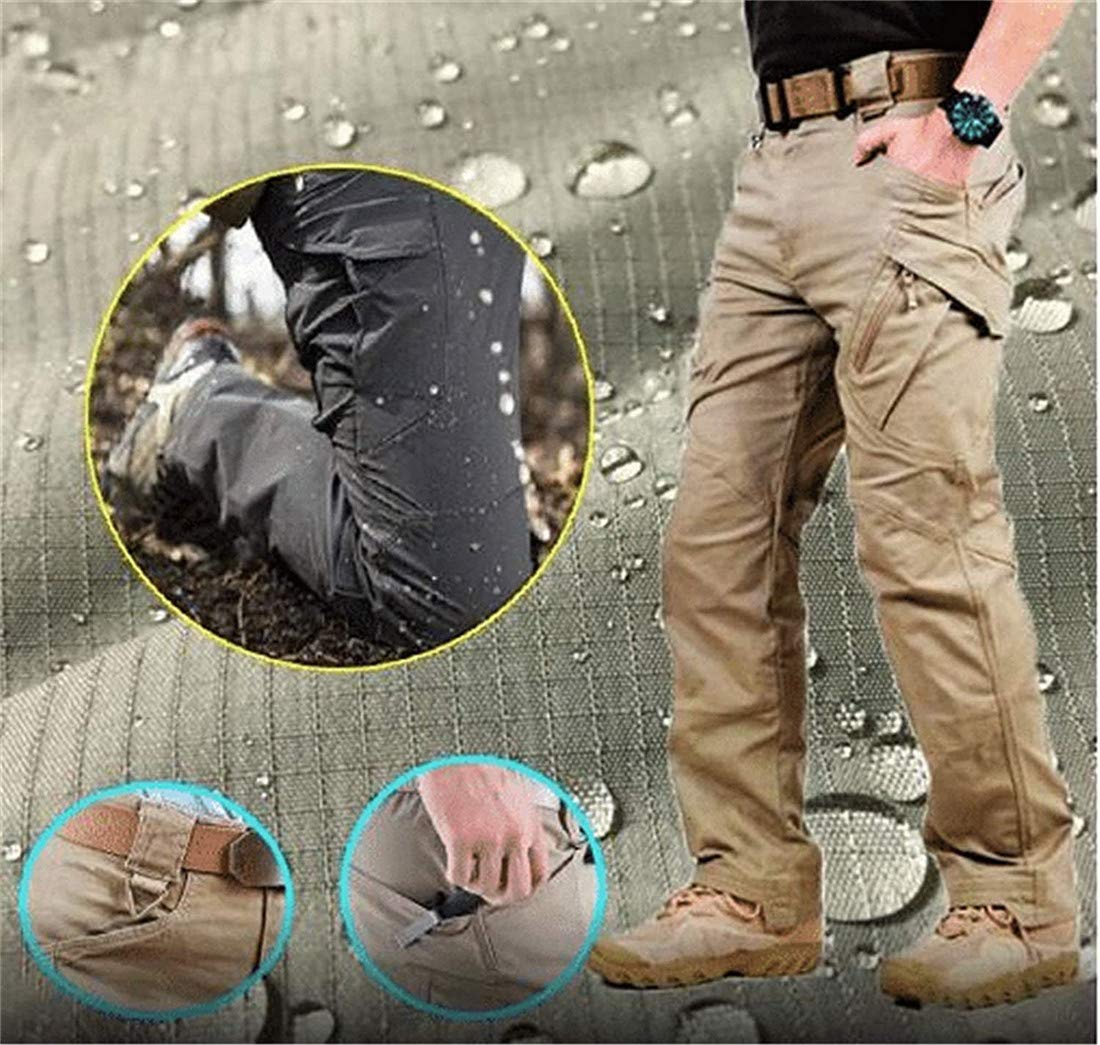 LELEBEAR 2021 Upgraded Tactical Waterproof Pants, Mens Waterproof Hiking Tactical Trousers for Combat Outdoor Hiking (Gray, XX-Large)