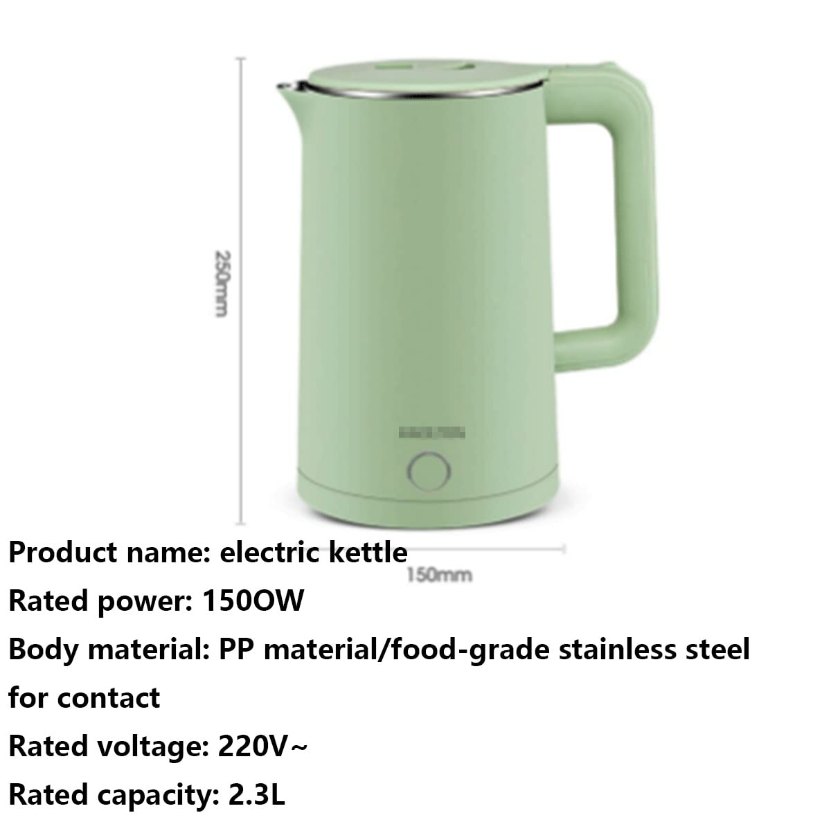 Kettle Electric, Compact Mini Sized Electric Hot Water Kettle Double Wall Electric Hot Water Kettle, Auto Shut Off, Seamless 304 Stainless Steel Electric Tea Kettle (Color : White, Size : 2.5L)