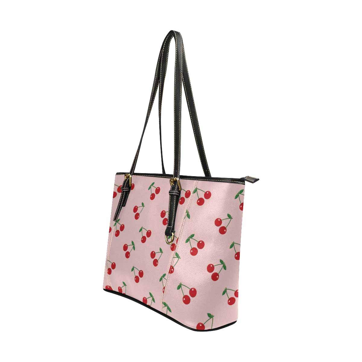 INTERESTPRINT Cherry Pattern on Pink Background Womens Handbag Ladies Purses Shoulder Bags Tote Bag