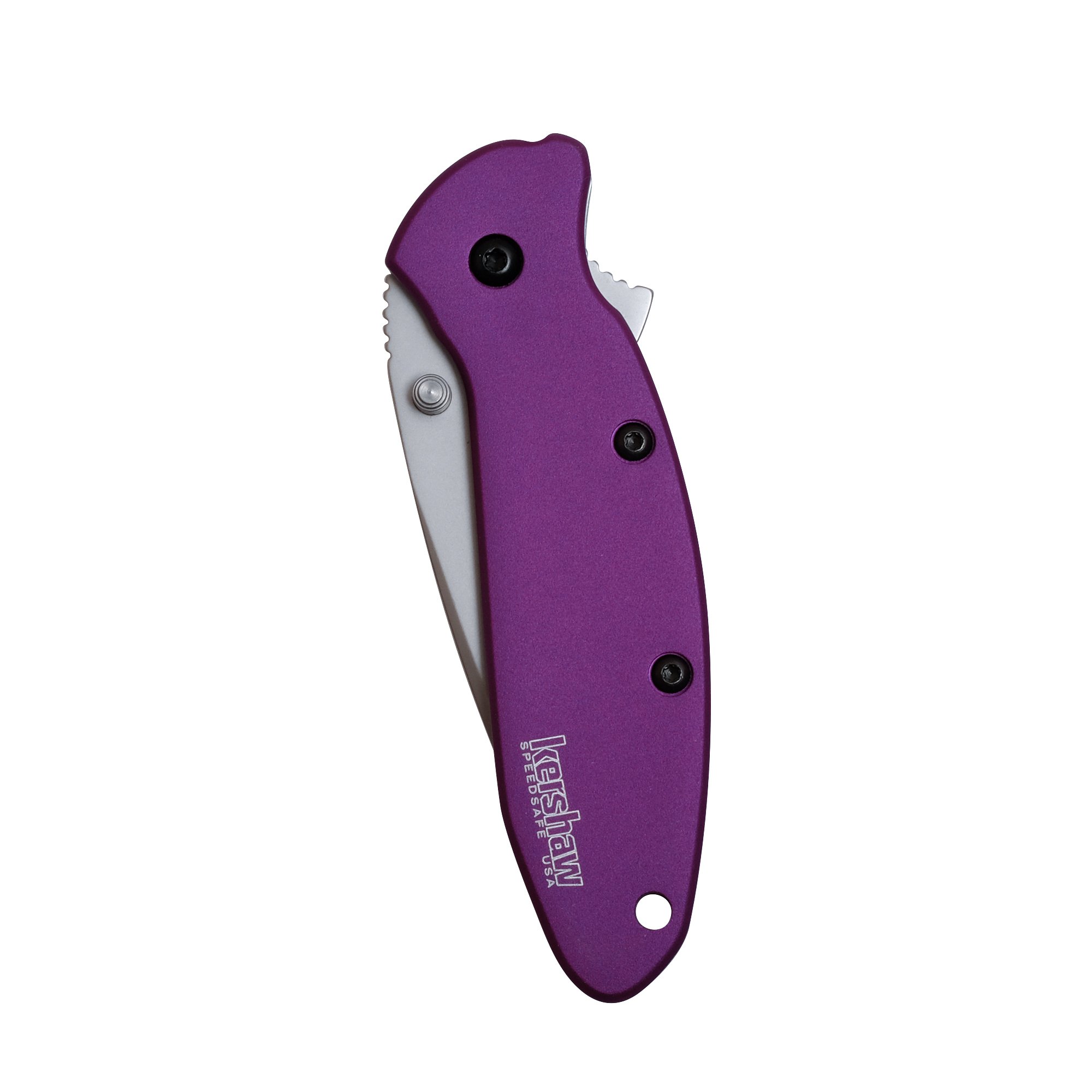 Kershaw Purple Scallion Pocket Knife, 2.25β Stainless Steel Blade with Assisted Opening, Aluminum Handle with Single-Position Pocketclip, Small Folding Knife
