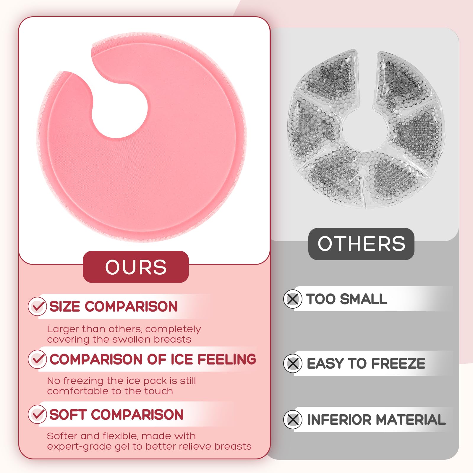Luguiic Soft Gel Breast Therapy Pads for Breastfeeding & Pumping, Hot Cold Breast Ice Pack for Nursing Pain Relief, Engorgement, Mastitis,Nipple Pain,Breastfeeding Essentials for Nursing Mothers