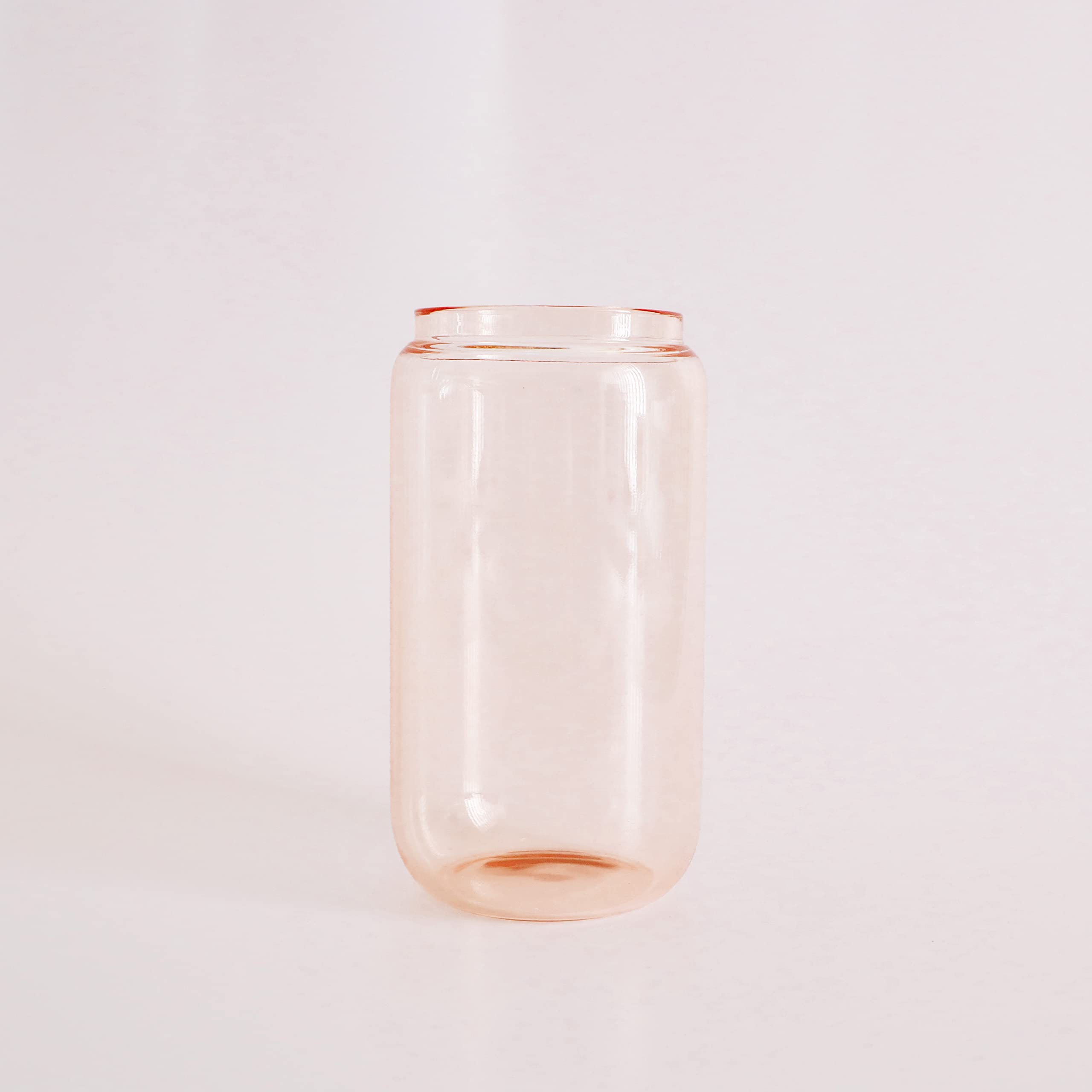 Pink Drinking Glass - Can Shaped 12 oz Glass Cup - 16 oz Beer Glass - Cocktail Glass - Iced Coffee Glass - Whiskey Glass