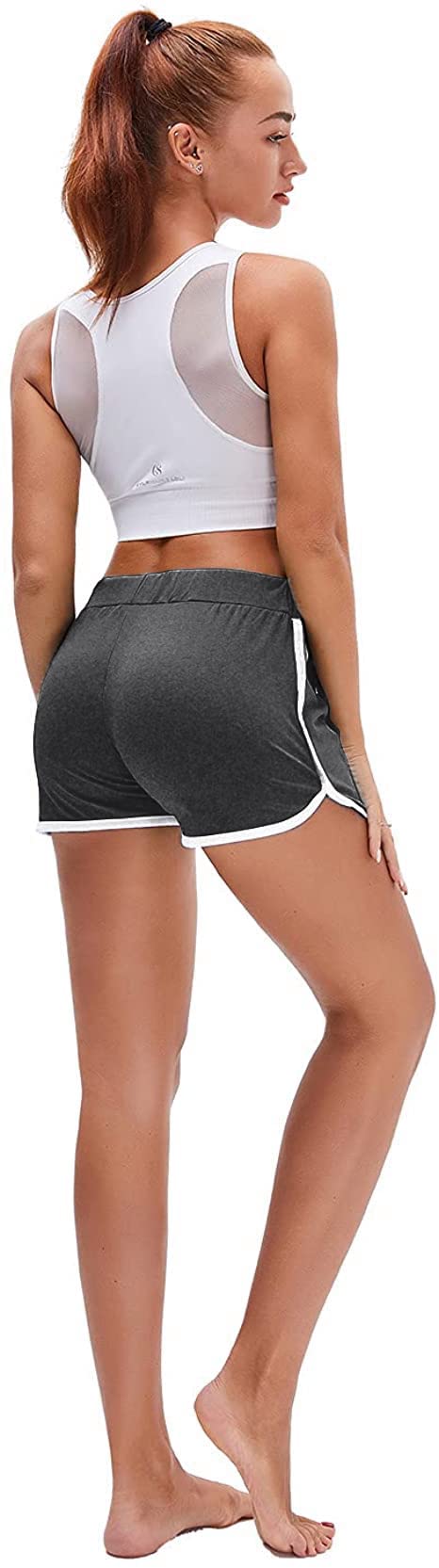 Little Beauty Running Workout Athletic Yoga Shorts Dark Grey XL