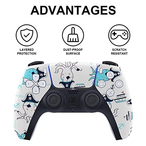 Pirate Octopus Pattern Full Protective Skin Cover Design Wrap Decal Sticker Compatible with PS5 Disk Version Console and Controller