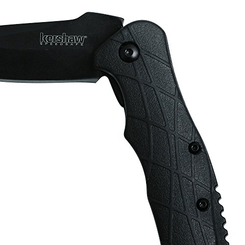 Kershaw RJ Tactical 3.0 Pocketknife, 3" 8Cr13MoV Stainless Steel Drop Point Plain Edge Blade, One-Handed Assisted Flipper Opening EDC,Black