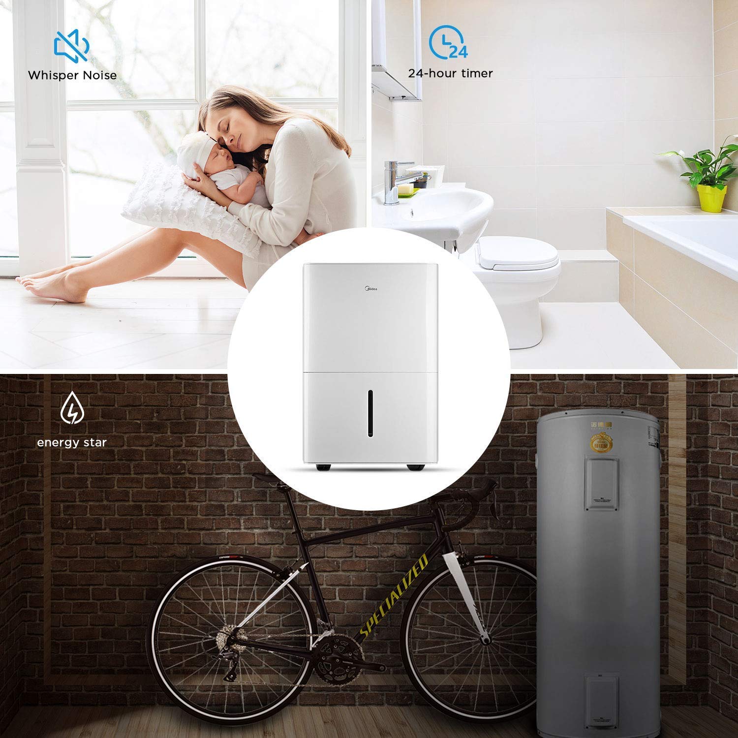 Midea MAD20C1ZWS Dehumidifier for up to 1500 Sq Ft with Reusable Air Filter, Ideal for Basement, Bedroom, Bathroom, 20 Pint-2019 DOE (Previous 30 Pint), White (Renewed)