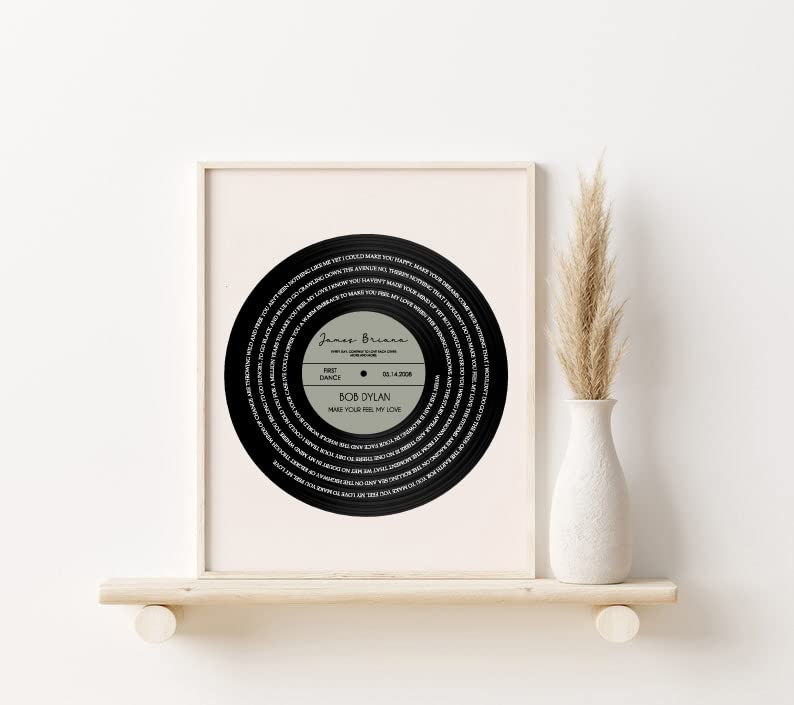 Personalized Record Lyrics Print - Wedding Song Print, Anniversary Gift, Personalized Song, Record Wedding Song, Custom Gift p1
