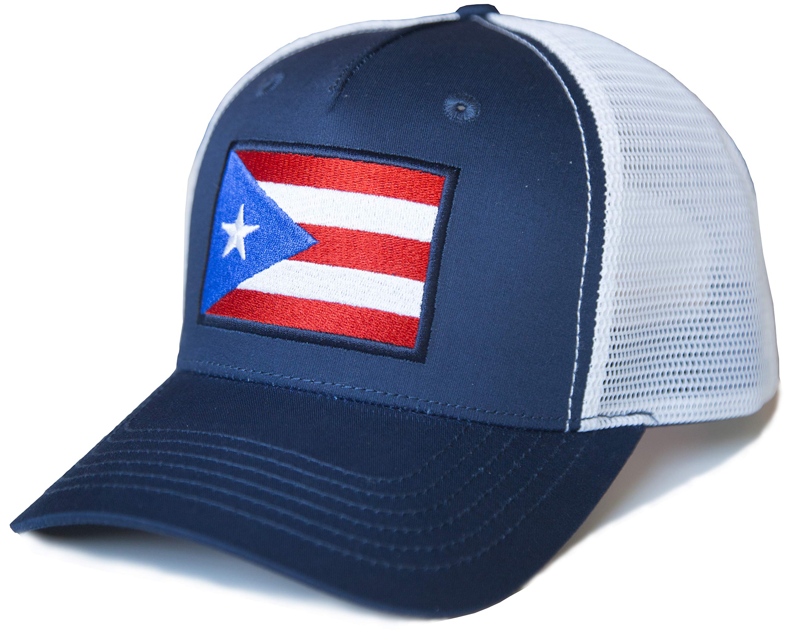 International Tie Navy White Flag Hats - Snapback Trucker Baseball Hat (Puerto Rico)