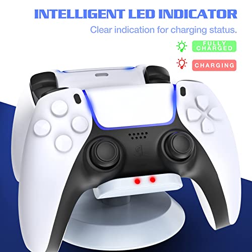 MoKo PS5 Controller Charging Station Kit, 1 PS5 Controller Charging Dock (Black) and 1 PS5 Controller Charger Station (White)